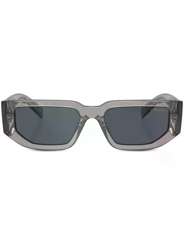 Prada Rectangle-frame Sunglasses With Triangle Logo - Grey