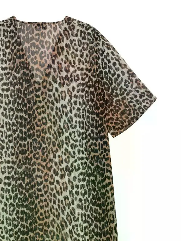 GANNI Leopard-print Ruffled Dress