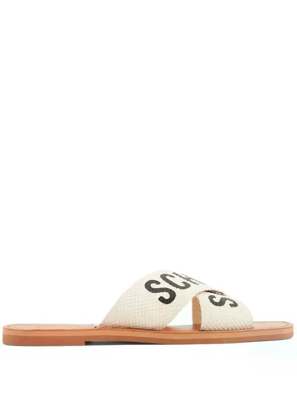 Schutz Logo-print Straps Slides - Neutrals