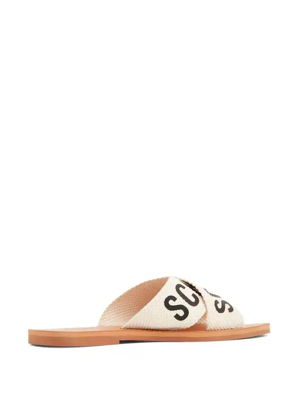 Schutz Logo-print Straps Slides - Neutrals