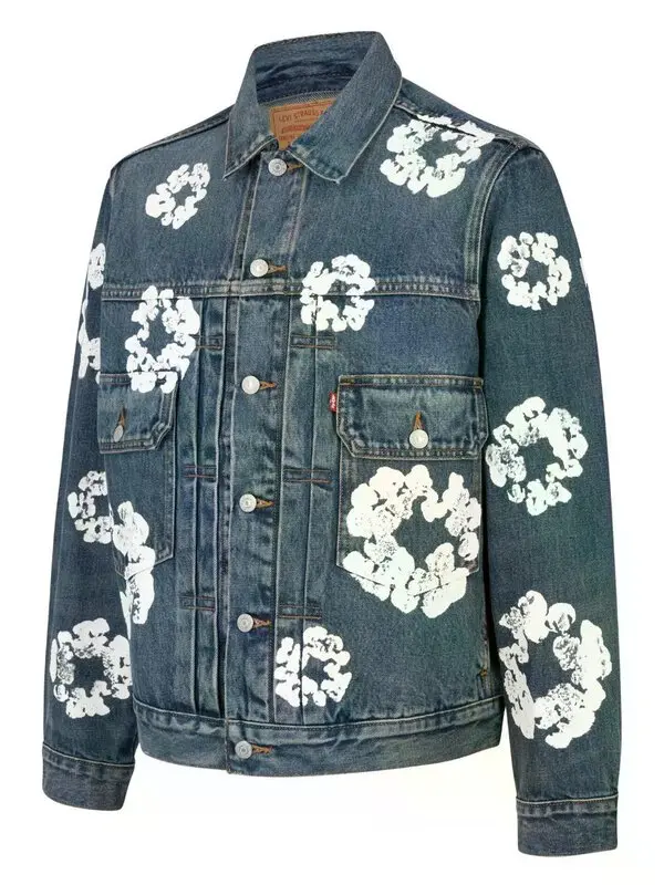 DENIM TEARS X Levi's Wreath-print Denim Jacket - Blue