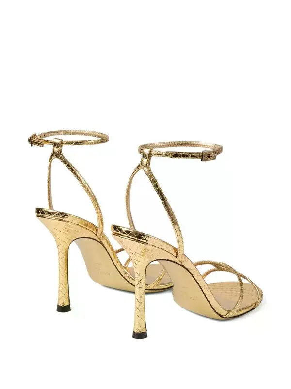 JIMMY CHOO Leo Metallic Heeled Sandals