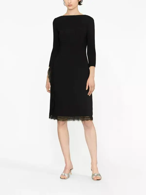 Alberta Ferretti Lace-trim Silk Knee-length Dress