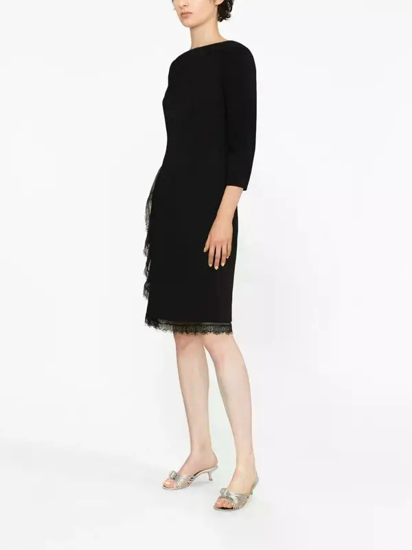 Alberta Ferretti Lace-trim Silk Knee-length Dress