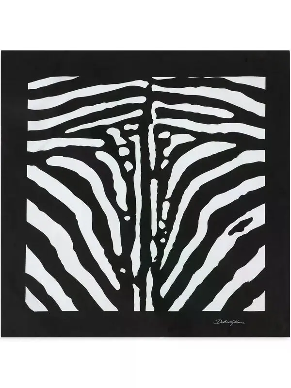 Dolce & Gabbana Zebra-print Twill Scarf - Black
