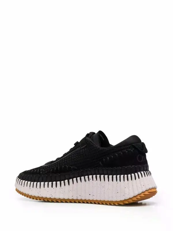 Chloé Nama Lace-up Round-toe Sneakers - Black