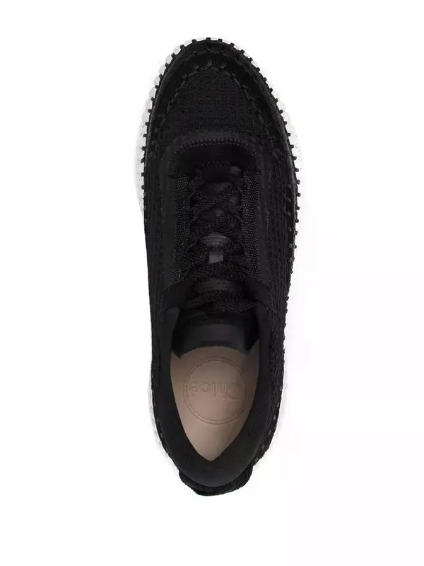 Chloé Nama Lace-up Round-toe Sneakers - Black
