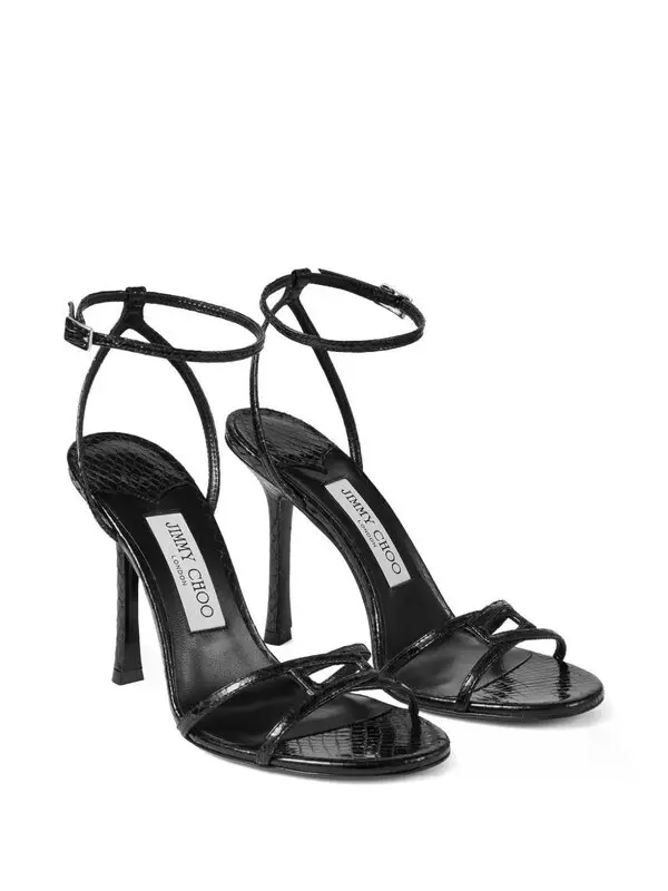 JIMMY CHOO Leather Ankle Strap Sandals - Black