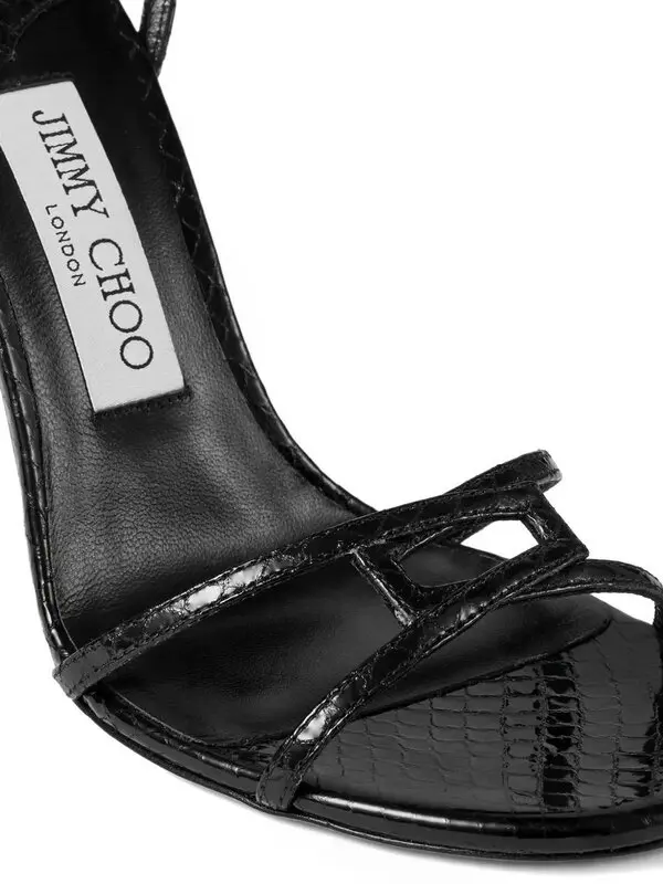 JIMMY CHOO Leather Ankle Strap Sandals - Black