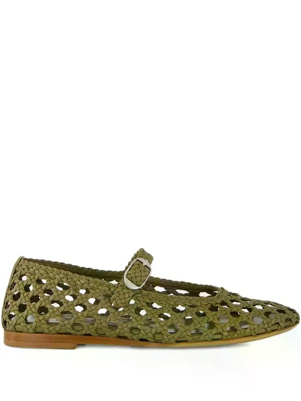 Le Monde Beryl Woven Leather Ballet Flats - Green