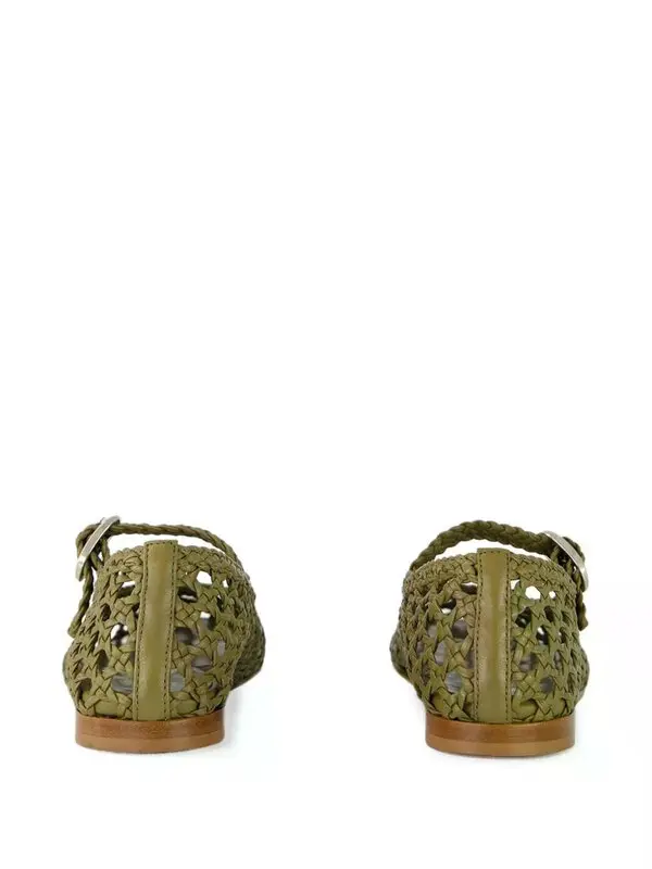 Le Monde Beryl Woven Leather Ballet Flats - Green