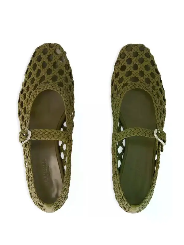 Le Monde Beryl Woven Leather Ballet Flats - Green
