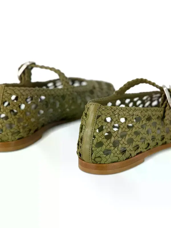 Le Monde Beryl Woven Leather Ballet Flats - Green