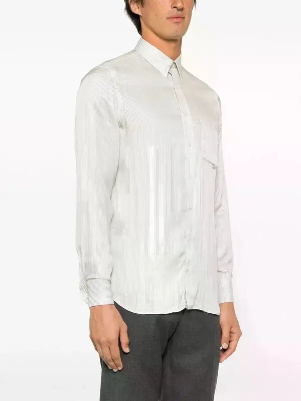 LARDINI Stripe-pattern Classic-collar Shirt