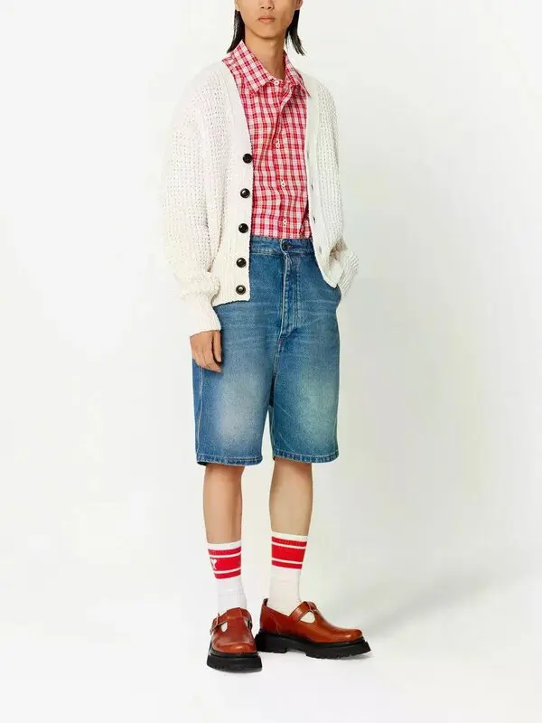 AMI Paris Alex Wide-leg Denim Shorts - Blue