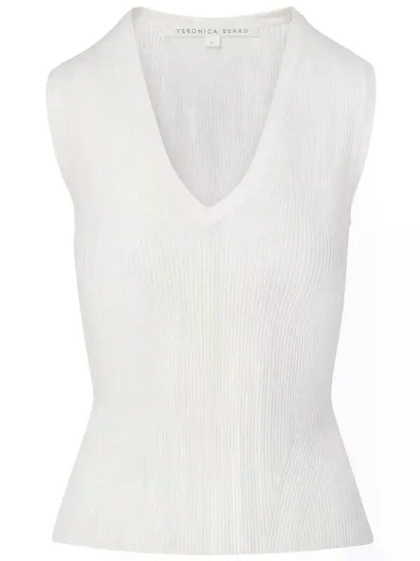 Veronica Beard Sid Ribbed-knit Top - White