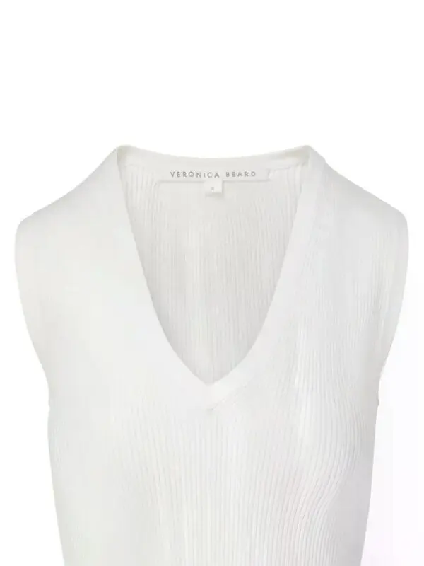 Veronica Beard Sid Ribbed-knit Top - White