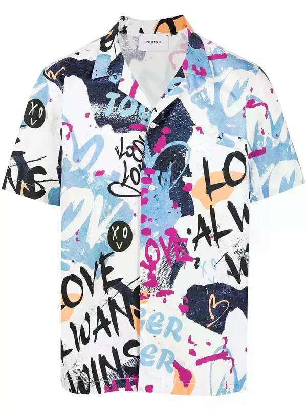 PORTS V Graffiti-print Short-sleeved Shirt - Multicolour