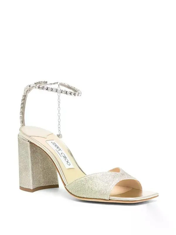 JIMMY CHOO Saeda 85mm Leather Sandals - Gold
