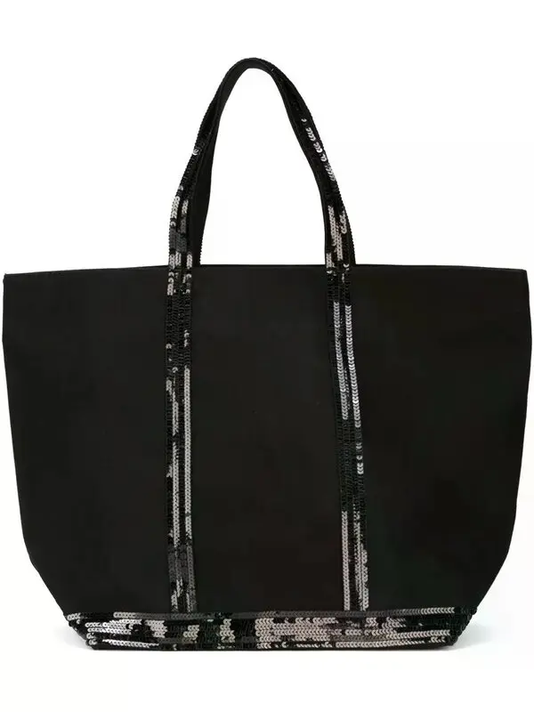 Vanessa Bruno Sequin Trim Shopper Tote - Black