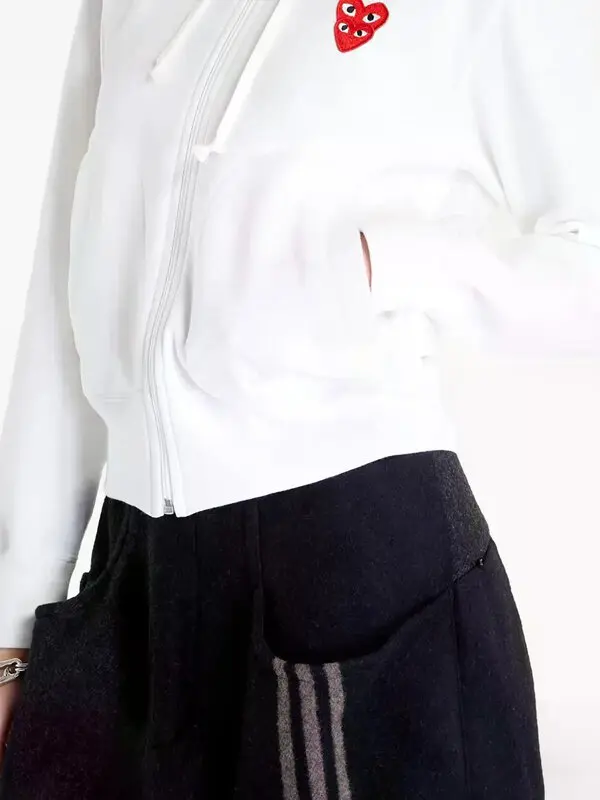 Play Comme Des Garcon Double Heart Zip-up Hoodie - White