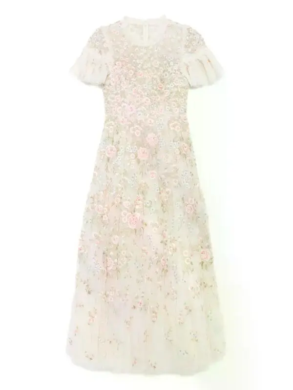 NEEDLE & THREAD Floral Embroidered Tulle Dress