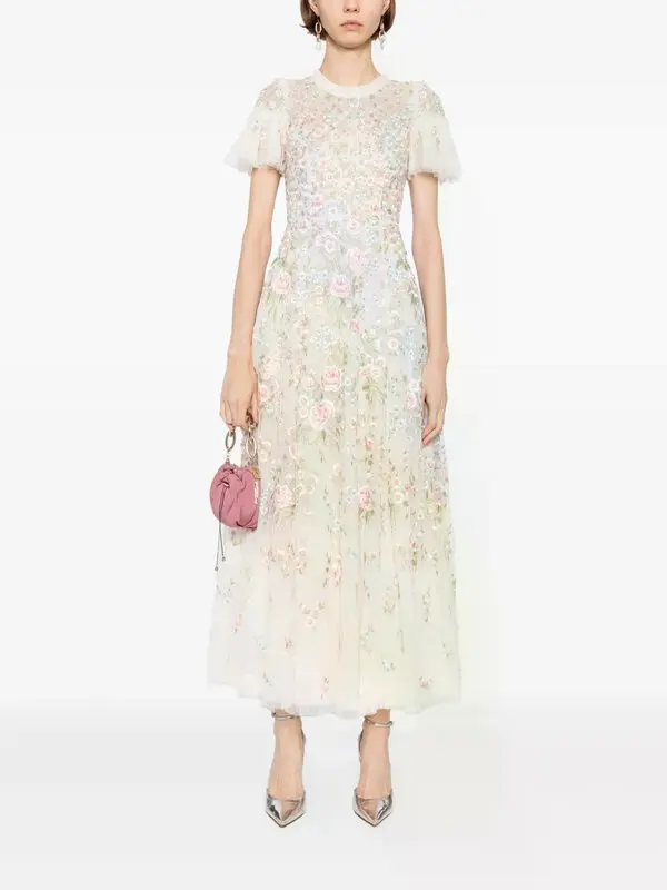NEEDLE & THREAD Floral Embroidered Tulle Dress
