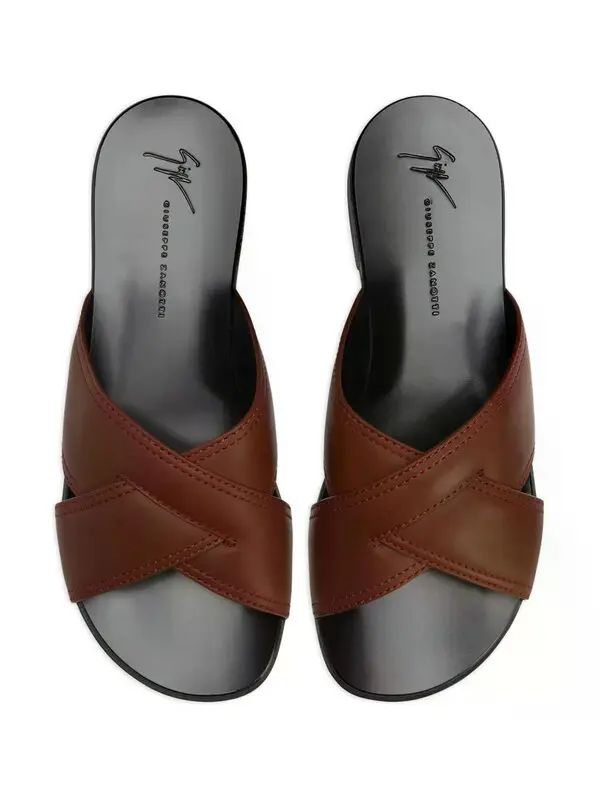 GIUSEPPE ZANOTTI Flavio Crossover-straps Leather Sandals - Brown