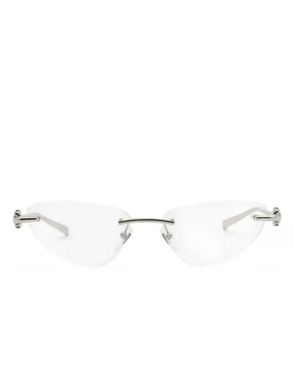 Gucci Logo-engraved Rimless Glasses - Silver