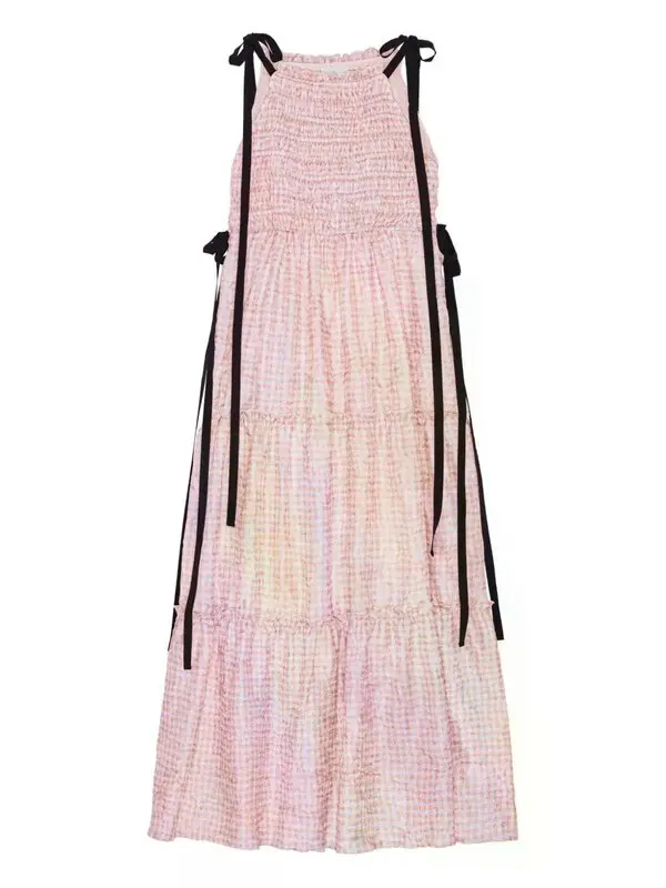 GANNI Smocked Tiered Dress