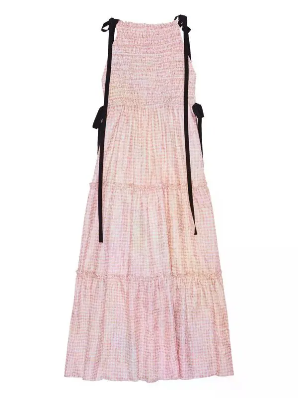 GANNI Smocked Tiered Dress