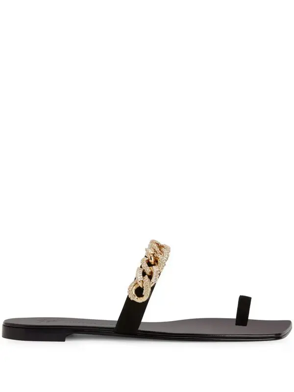 GIUSEPPE ZANOTTI Berenicee Chain Leather Sandals - Black