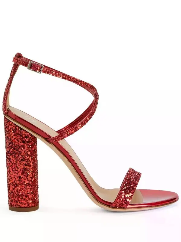 GIUSEPPE ZANOTTI 110mm Tara Glitter Sandals - Red