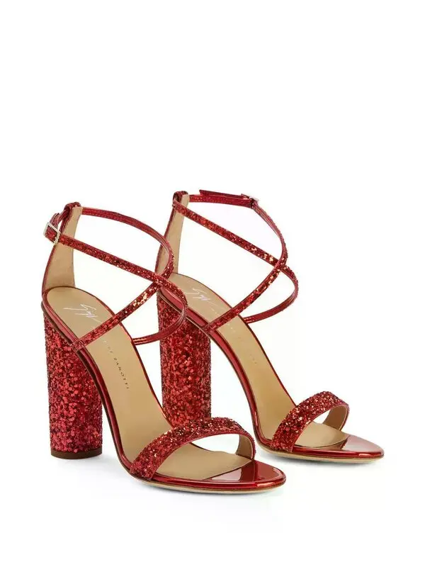 GIUSEPPE ZANOTTI 110mm Tara Glitter Sandals - Red