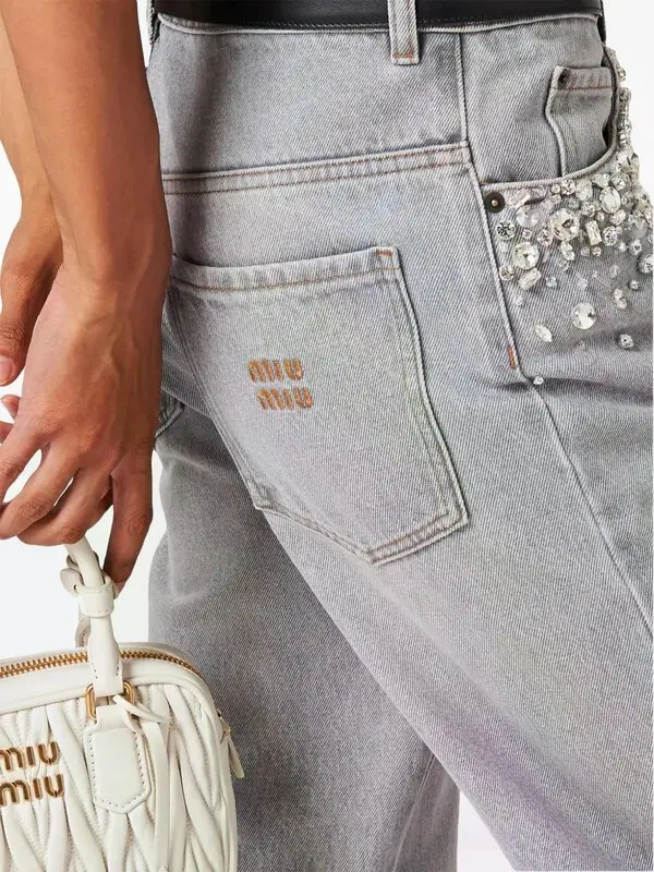 Miu Miu Embellished Straight-leg Jeans