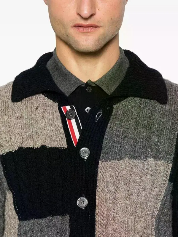 Thom Browne Patchwork Cable-knit Cardigan