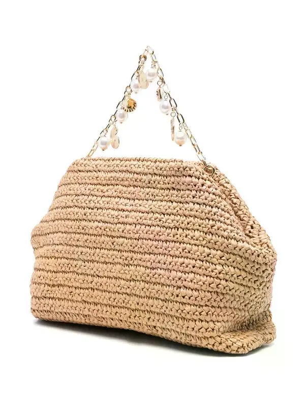 SELF-PORTRAIT Charm-detail Raffia Clutch