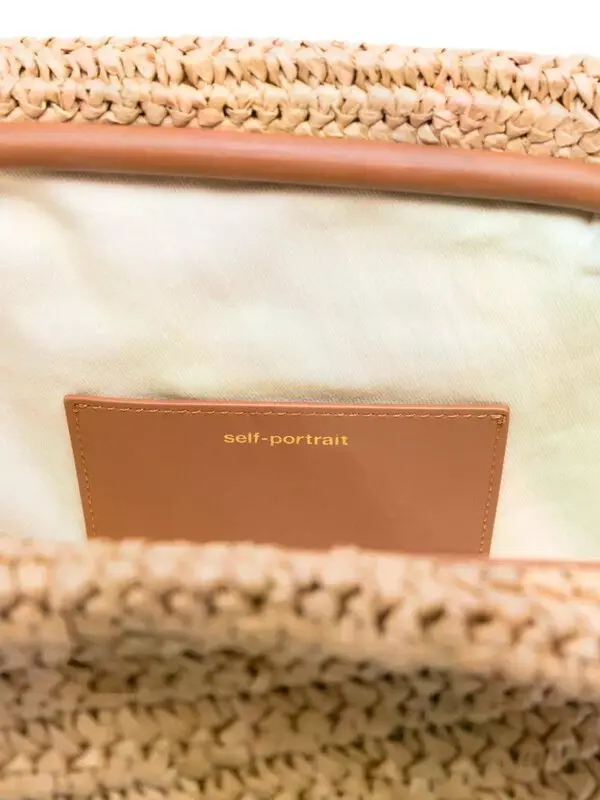 SELF-PORTRAIT Charm-detail Raffia Clutch