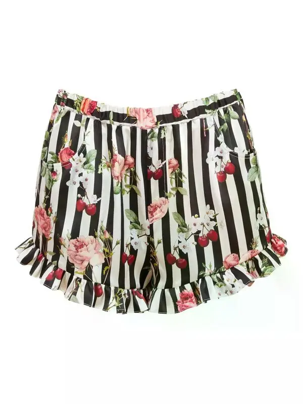 FLEUR DU MAL Cherry Rose Shorts - Black