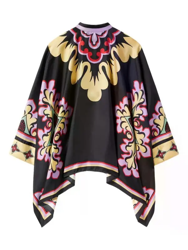 La DoubleJ Floral Print Cape - Black