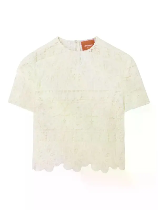 La DoubleJ Lace-embroidered Cropped Top - Yellow
