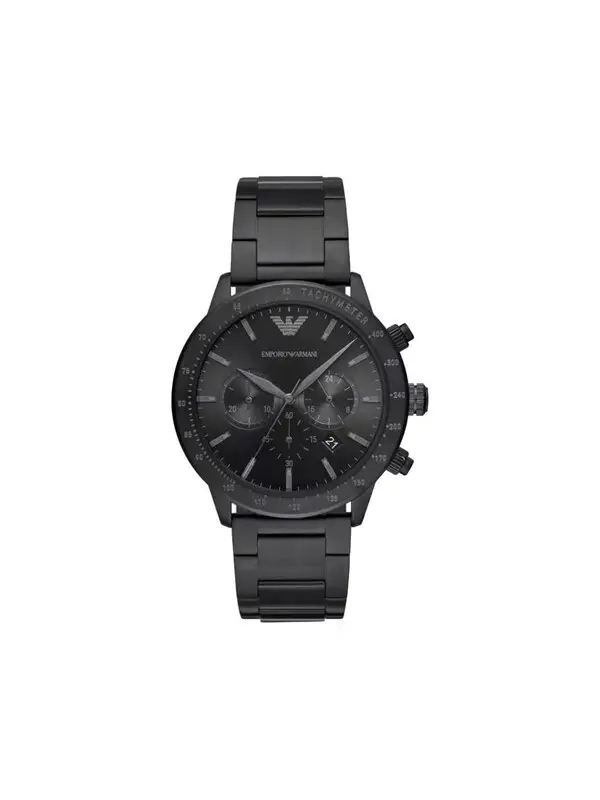 Emporio Armani Stainless Steel Chronograph Bracelet Watch - Black