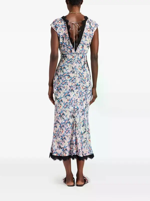 La DoubleJ Luna Floral-print V-neck Midi Dress