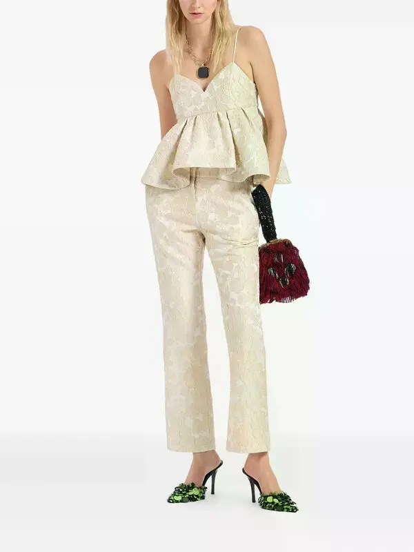 La DoubleJ Floral-jacquard Trousers