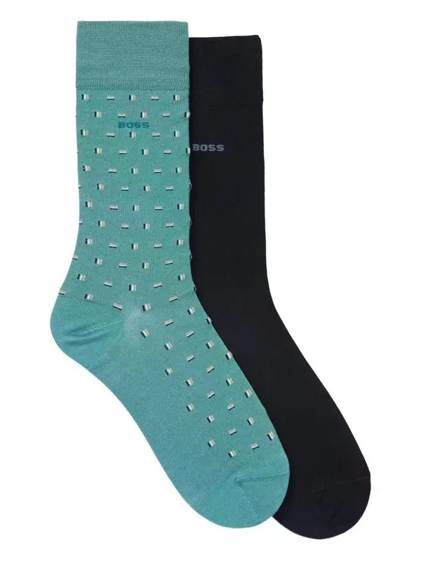 BOSS Logo-intarsia Socks - Blue