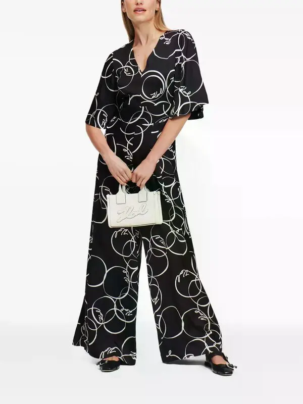 Karl Lagerfeld Circle-print Wide-leg Jumpsuit