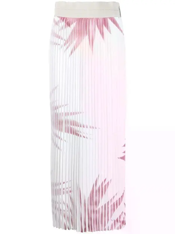 Lorena Antoniazzi Palm Tree-print Pleated Skirt - White