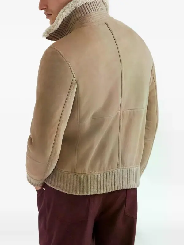 Brunello Cucinelli Shearling-collared Suede Jacket