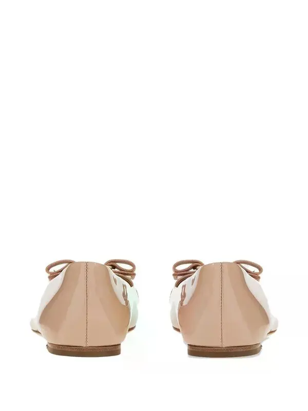 FERRAGAMO Varina Bow-detail Patent Ballet Flats - Neutrals