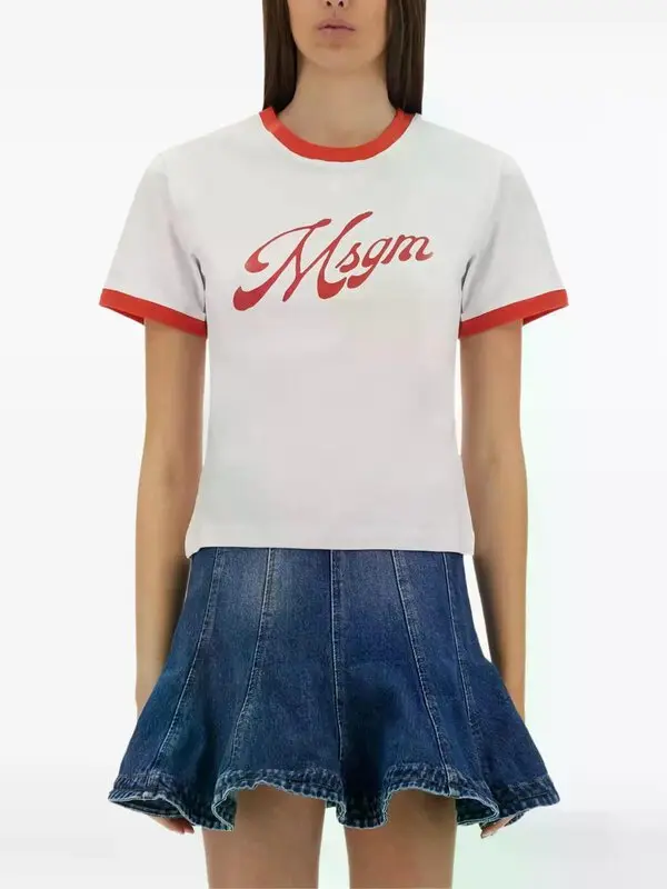 MSGM Logo-print T-shirt With Contrast Trim